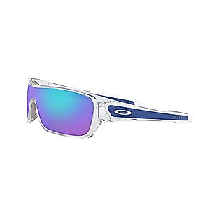 Oakley Men's OO9307 Turbine Rotor Rectangular Sunglasses, Polished Clear/Sapphire Iridium, 32 mm