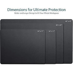 Vine Creations Leather Desk Mat Large 44" x 22", Desk Protector Mat, PU Leather Desk Pad, Large Mouse Pad, Desk Blotter, Desk Pads on Top of Desks, Desk Matt for Desktop, Office Desk Mat (Black)