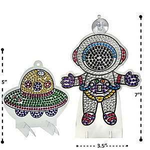 Big Gem Diamond Painting Craft Kit for Kids, Stickers and Suncatchers (Outer Space)
