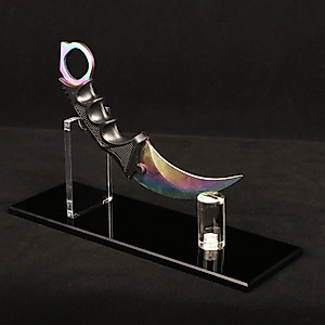 knife stand,single knife holder, acrylic knife display stand, collectible knife display stand, knife collection display stand, for single knife hut home decoration (Black 1 pack)