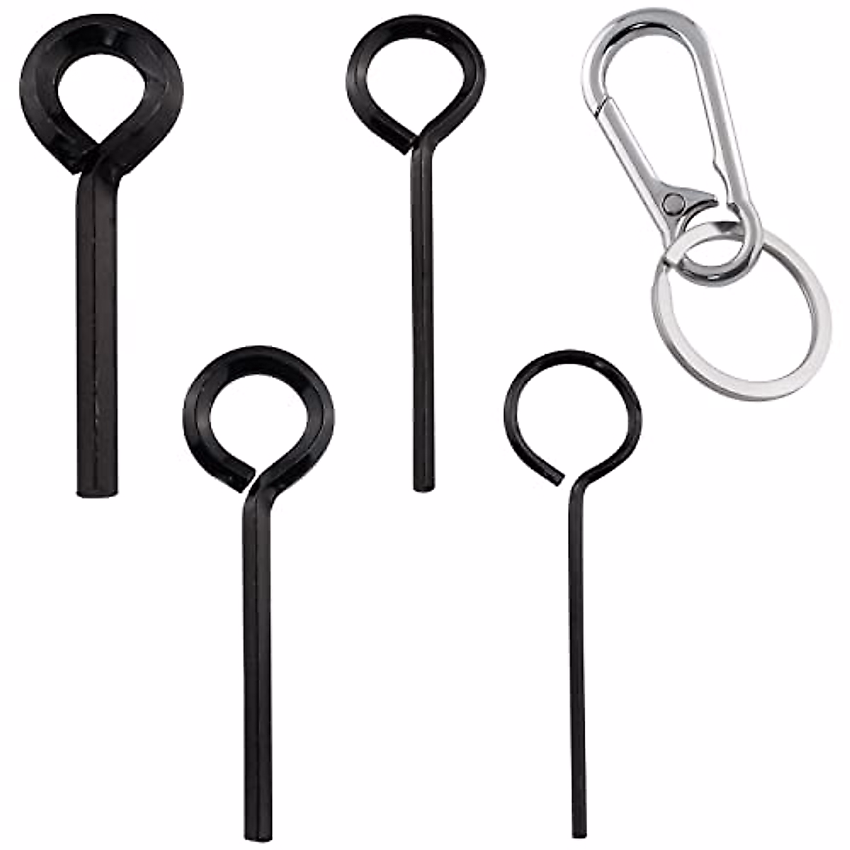 JianLing 1set Annular Allen Wrench Set Standard Dogging Key with Full Loop, Allen Wrench Door Key for Push Bar Panic Exit Devices (1pc 5/64 1pc 1/8 1pc 5/32 1pc 7/32 black circle and 1pc keychain)