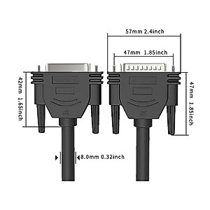 JUXINICE DB25 Male to Female Extension Cable 10FT, 26awg Tinned Copper Wires,Double-Shielded with Foil &Metal Braid, D-SUB 25 PIN RS232 Serial Cable in Black