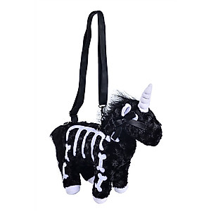 Nite closet Unicorn Purse for Women Gothic Bag Crossbody Shoulder Cute Fluffy Animal Halloween (Black)