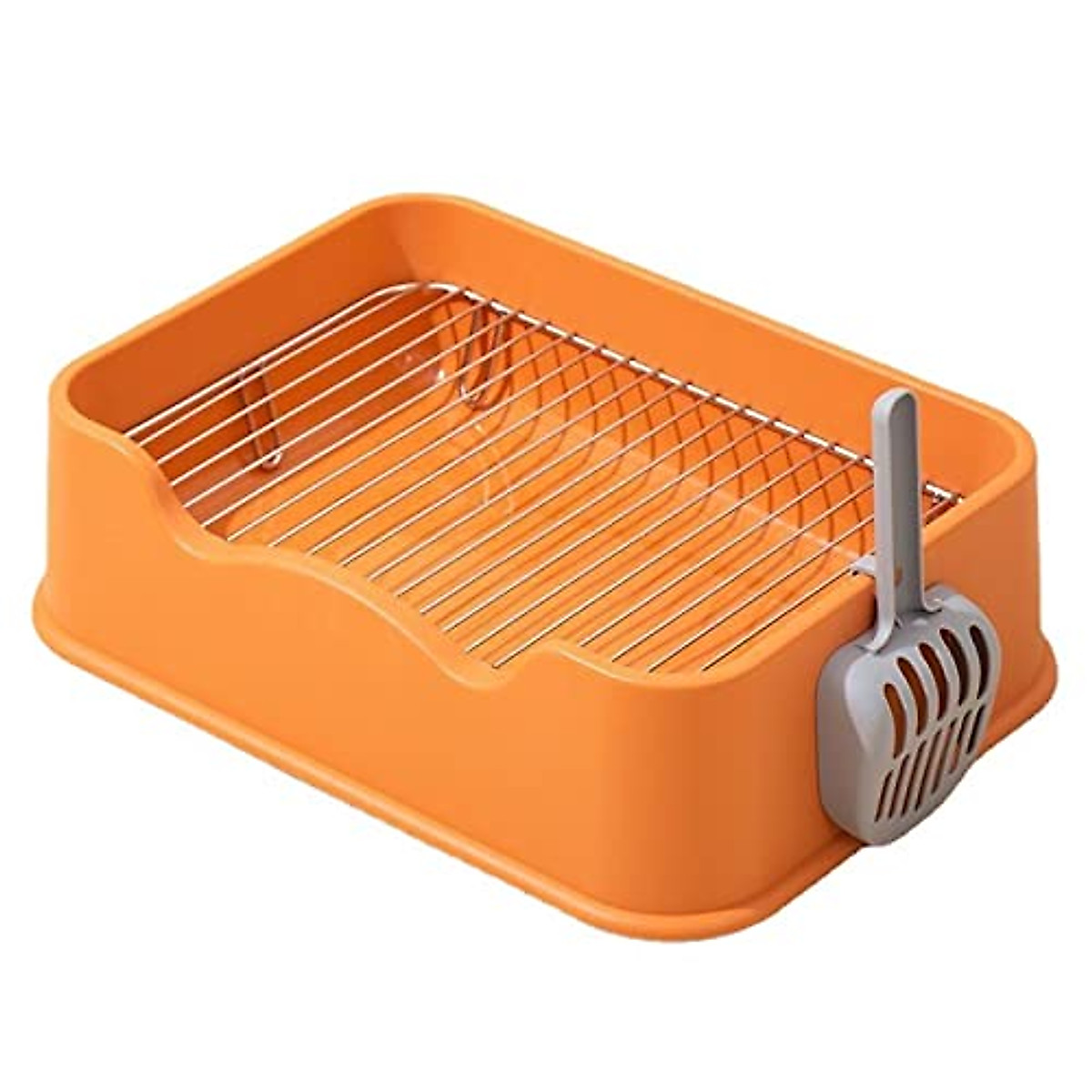 ACULIP Cat Litter Box, Semi-Enclosed Cat Sandbox Detachable Toilet Semi-Open Litter Tray Toilet for Cats and Dogs Potty Pot Urinal Thick Small Toilet (Color : Orange)