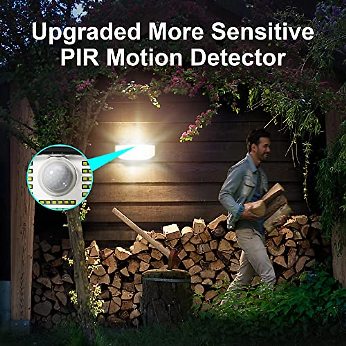 seebest 252 LED Solar Outdoor Lights Wireless Motion Sensor Lights with 3 Working Modes, Waterproof Upgraded Solar Security Lights, Solar Powered Wall Light for Fence, Garden, Garage(2 Pack)