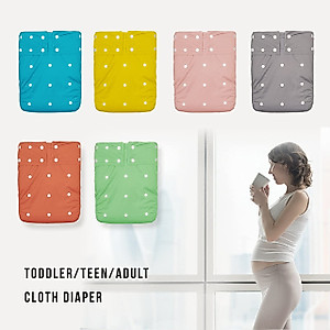 Kawaii Adult Cloth Diaper, Large Adult Nappy with 1 Super Absorbent Diaper Insert, Adjustable Reusable for Incontinence Leakproof Protective Underwear - Blue