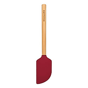 KitchenAid Universal Bamboo Handle Scraper Spatula, 11-Inch, Red
