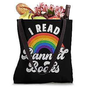 I Read Banned Books Retro Literature Rainbow Reading Vintage Tote Bag