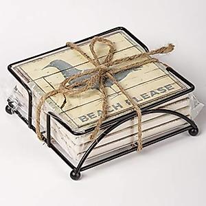 Primitives by Kathy 30899 Absorbent Stone Coaster Set, Beach