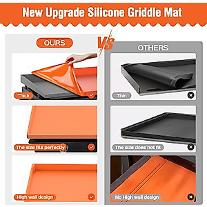 ERABAY Griddle,Heavy Duty Food Grade Silicone Griddle Cover,【Upgraded Full-Edge】 Grill Pads and Floor mats Protective BBQ Grill for Blackstone Protector