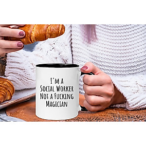 wonwhew YYWUDISHOP - I'm a Social Worker Not a Fucking Magician,Funny Social Worker Birthday Mug,Funny Mug For Social Worker, 11oz Ceramic Coffee Mug/Tea Cup