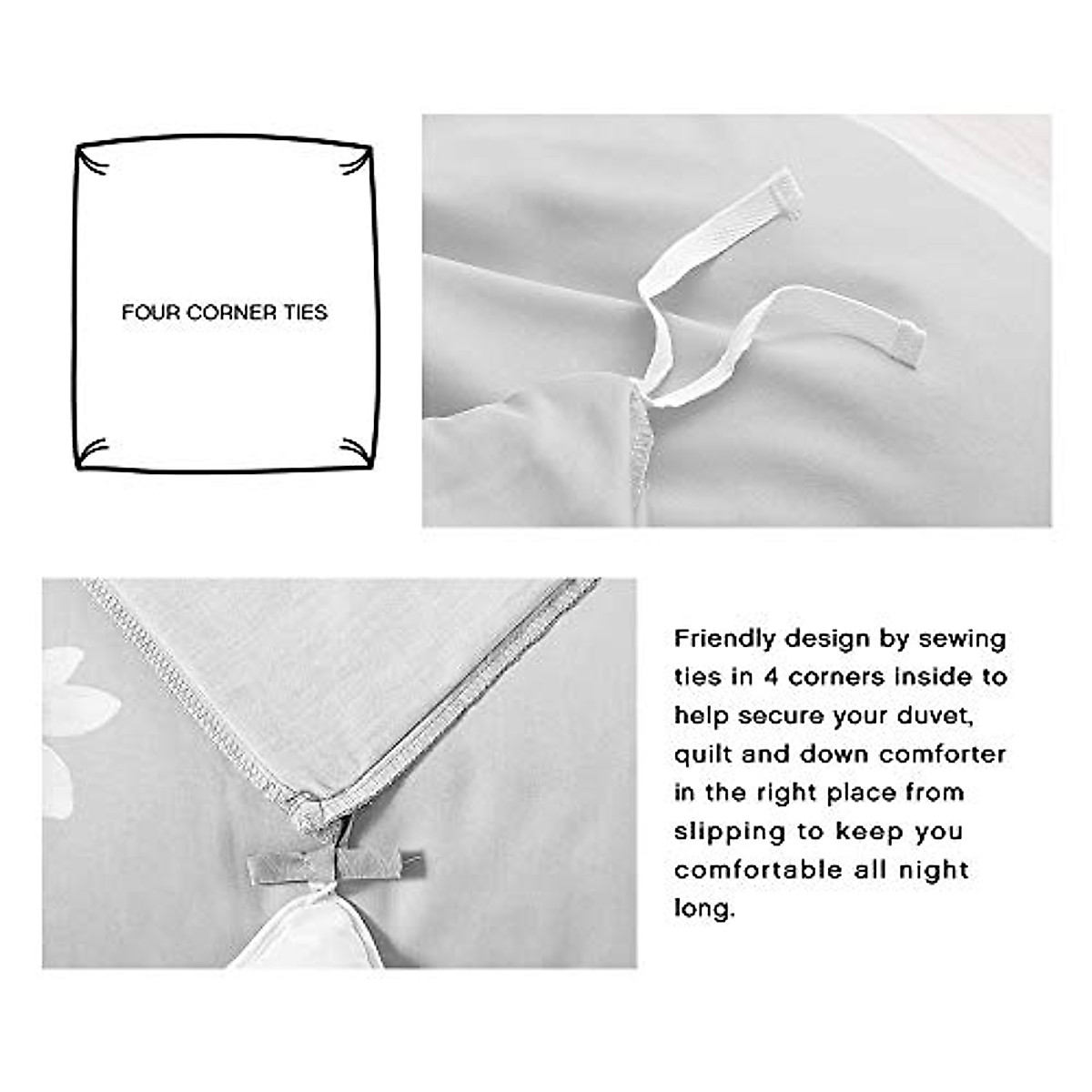 Merryfeel Seersucker Duvet Cover Set Queen Size - White Seersucker Textured Striped Bedding Set 3 Pieces (1 Duvet Cover + 2 Pillow Shams, 90 x 90 inches)