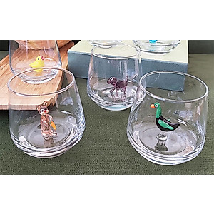 HeguSun 3D Drinking Glass Cup with Cute Chick Inside,Handmade Glass Animal Figurine,Stemless Glass for Water,Wine,Milk,Beverages, Easter Gift for Boys Girls Kids (Chick)