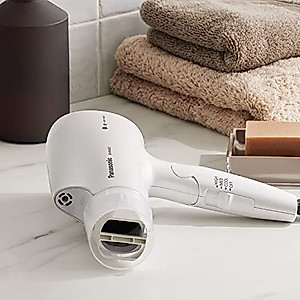 Panasonic nanoe Salon Hair Dryer with Oscillating Quick Dry Nozzle, Folding Hair Dryer for Travel and Home, 3 Airflow Settings for Easy Styling and Healthy Hair - EH-NA2C-W (White)