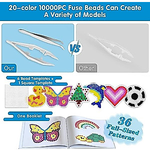 LULUETPUE Fuse Beads Kit,10000PC 5MM Melty Beads Set, Iron Melting Beads Craft Kit with Pegboards,Ironing Paper and Chain Accessories, Arts and Crafts Set for Kids Boys Girls Christmas Birthday Gift