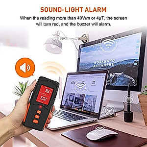 NOPWOK EMF Meter Rechargeable Electromagnetic Field Radiation Detector Handheld Digital LCD EMF Reader Temperature Measure, Tester for Home Inspections, Outdoor and Ghost Hunting