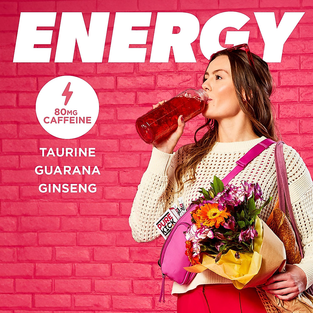 PURE KICK Energy Singles To Go Drink Mix, Black Cherry Pomegranate, Includes 12 Boxes with 6 Packets in each Box, 72 Total Packets