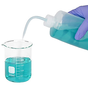 Labasics Chemical Wash Bottle, 3-Pack Plastic Safety Lab Squeeze Wash Bottle, LDPE with Narrow Mouth, 250 ml + 500 ml + 1000 ml (8 oz)/3 Bottles