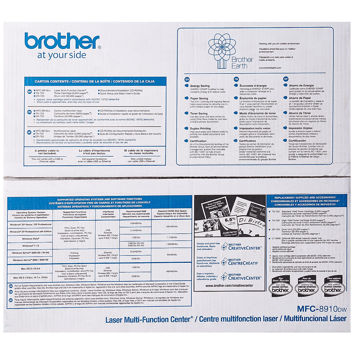 Brother Printer MFC8910DW Wireless Monochrome Printer with Scanner, Copier and Fax, Amazon Dash Replenishment Ready