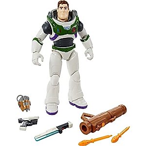Mattel Lightyear Toys 12-in Action Figure with Accessories, Buzz Lightyear with 4 Gear Up Accessories