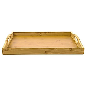 Serving Tray with Handles Nice Size Aprox 17.7 X 13 inch by Intriom Bamboo Collection