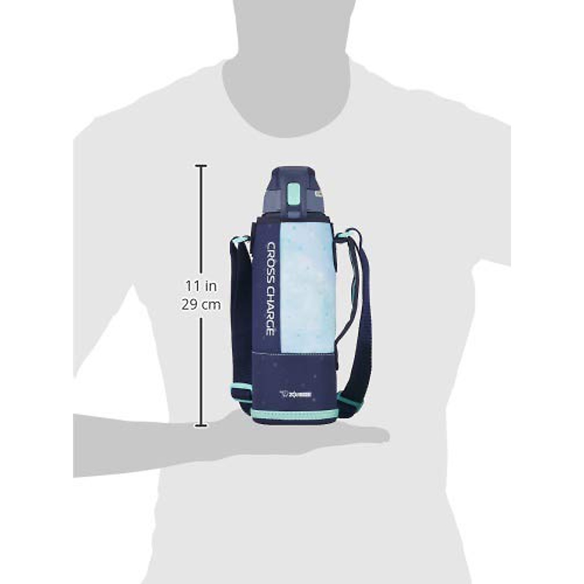 Zojirushi SD-FB10-AG Water Bottle, Direct Drinking, Sports Type, Stainless Steel Cool Bottle, 0.3 gal (1.0 L), Navy Mint