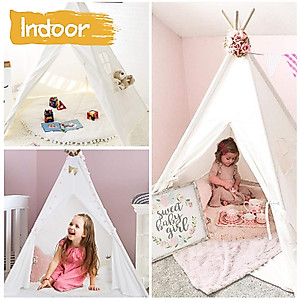 Sumerice Teepee Play Tent for Kids with Carry Case, Foldable Girls Playhouse Toy Tent, Gift for Baby Toddler to Play Game Indoor and Outdoor