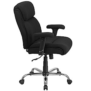 Flash Furniture HERCULES Series Big & Tall 400 lb. Rated Black Fabric Ergonomic Task Office Chair with Line Stitching and Adjustable Arms