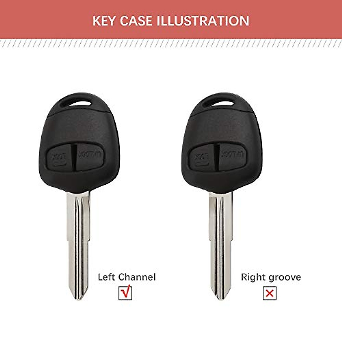 Car 2 Buttons Remote Key Fob Case Shell with Left Groove Key Blank Repair Kit Compatible with ASX Grandis Outlander Lancer