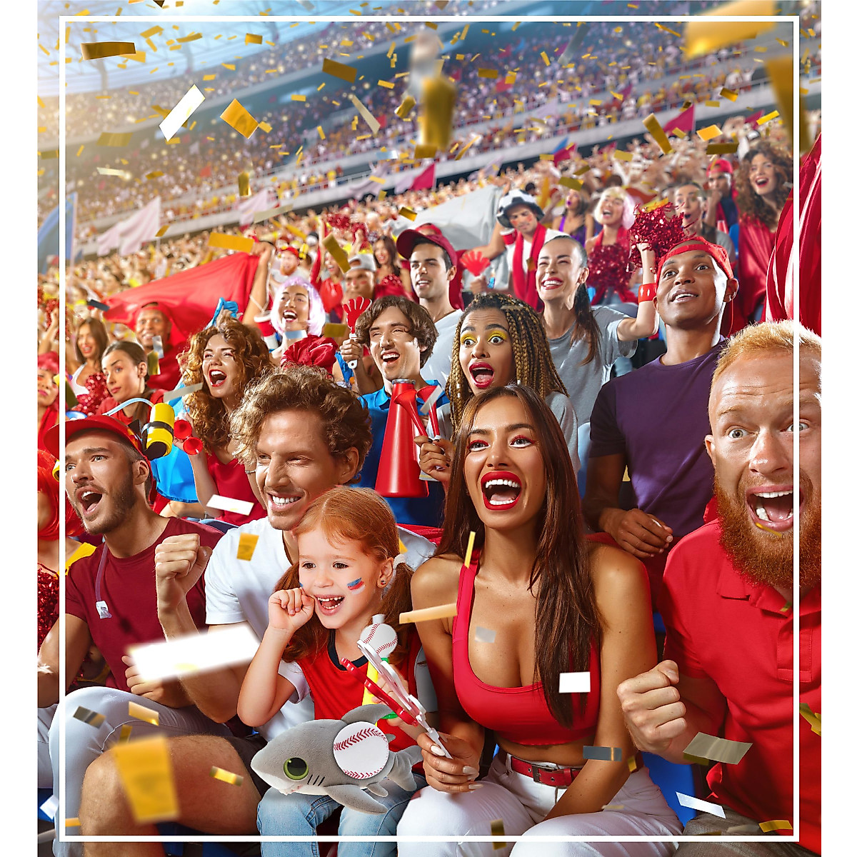 DolliBu Big-Eye Shark Stuffed Animal with Baseball Plush - Soft Huggable Shark, Adorable Shark Plush Toy, Personalized Soft Plush Doll Animal Toy for Kids and Adults - 6 Inches