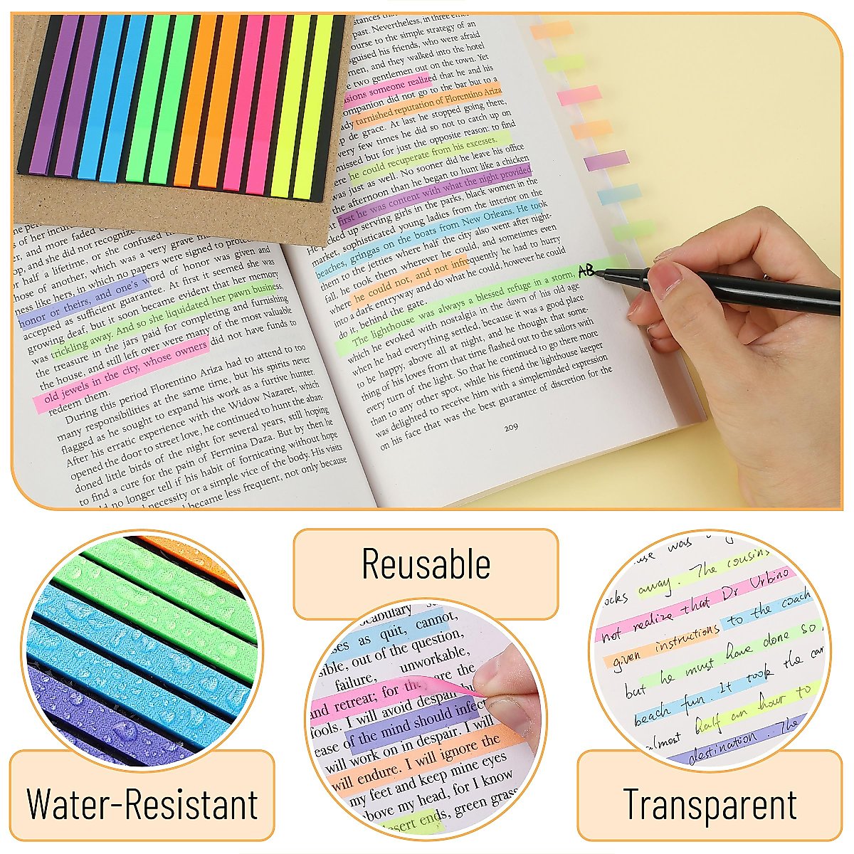 Mr. Pen- Bible Highlighter Tape and Note Set - 331pc Transparent Sticky Index Tabs with Book Highlighter Strips