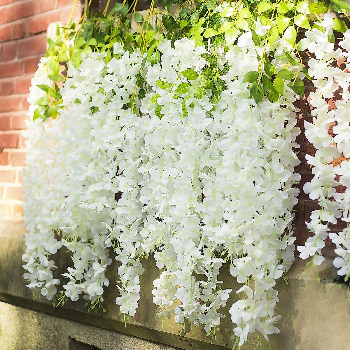 AUVOTTOKA 24-Pack 3.6 Feet/Piece Artificial Flowers Fake Wisteria Garland Hanging Wisteria Silk Flowers for Home Garden Weddings Party Decor (White)