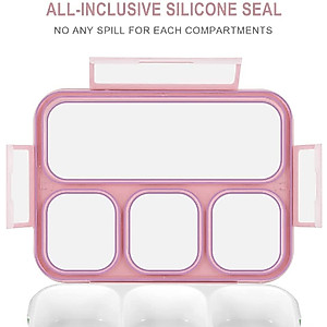 NatraProw 2 Pack Bento Lunch Box for Adults, 4 Compartment Cute Bento Snack Box Leak Proof, 1000ML Bento Box With Utensil, Lunch Container BPA-Free, Microwave Bento Box