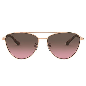 Michael Kors Woman Sunglasses Rose Gold Frame, Magenta Gradient Brown Flash Silver Lenses, 58MM