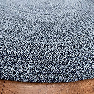 SAFAVIEH Braided Collection 4' Round Navy/Ivory BRD701N Handmade Country Cottage Reversible Cotton Area Rug