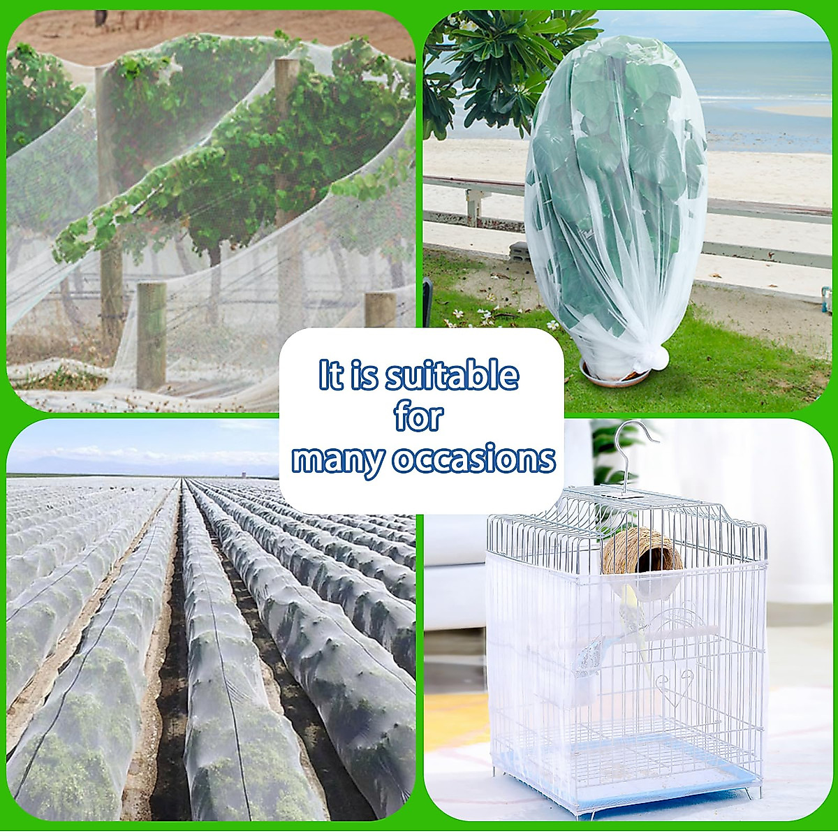 Daksha White Garden Netting, 2.4 x 3 m Ultra Fine Mesh Netting, 7.8 x 9.8 Ft Mosquito Netting Plant Covers Protection Netting for Vegetable Fruits Flowers (Packaging May Vary)