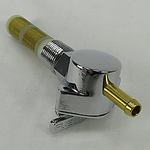 Motorcycle 3/8" NPT OEM Filtered Petcock STRAIGHT Elbow Fuel Shut Off Valve - For Use with 1/4" ID Fuel Hose - Replaces HD Part # 62125-55B - Chrome Plated - Harley Chopper Bobber Cafe Racer (3/8STRT)