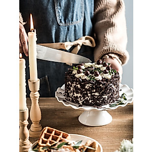 YHOJOY White Cake Stand, 10 Inch Wedding Cake Stands for Party, Round Dessert Stand, Ceramic Cake Plate Cupcake Stand for Dessert Table Display, Ruffle Trim