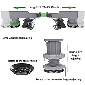 MORITIA Washing Machine Fridge Stand Adjustable Base with 4 Freely Movable Universal Wheels for Washing Machine, Laundry Dryer Washer and Refrigerator by Double Elite