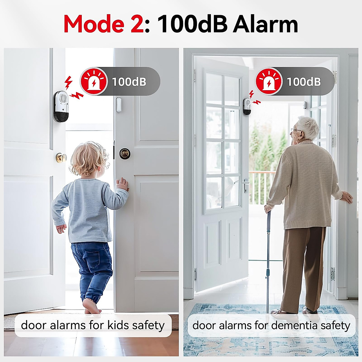 Sanjie Door Alarms When Opened,Door/Window Alarm Sensors for Kids Safety/Home Security/Pool/Garage/Dementia/Toddler/Travel Security,Easy to Install,Volume Control/Loud Alert,Long Battery Life,10 Pack