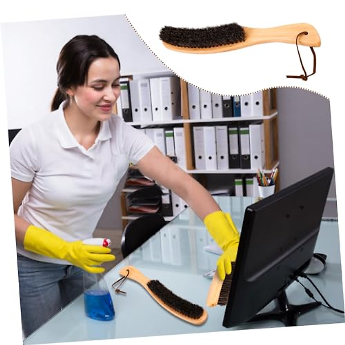 SOESFOUFU Dust Brush Whisk Broom Cleaning Scrub Brush Hat Cleaning Brush Dust Remover Brush Furniture Brush Wooden Handle Cleaning Brush Clothing Brush Hand Broom Wood Brush Horsehair