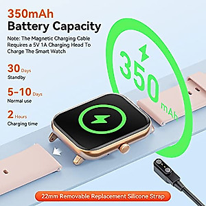 Smart Watch 1.96″ with Bluetooth Call Message Alert, Smart Watch for Women with Heart Rate Blood Pressure Blood Oxygen Sleep Body Temperature Monitoring, 350mAh with 100+ Sports Modes for iOS, Android