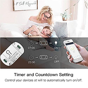 RODOT 10A KR2201WB Wi-Fi Wireless Smart Basic Switch for Smart Home Smart Life APP Compatible with Alexa & Google Home Assistant No Hub Required Support DIY Module (5-Pack)