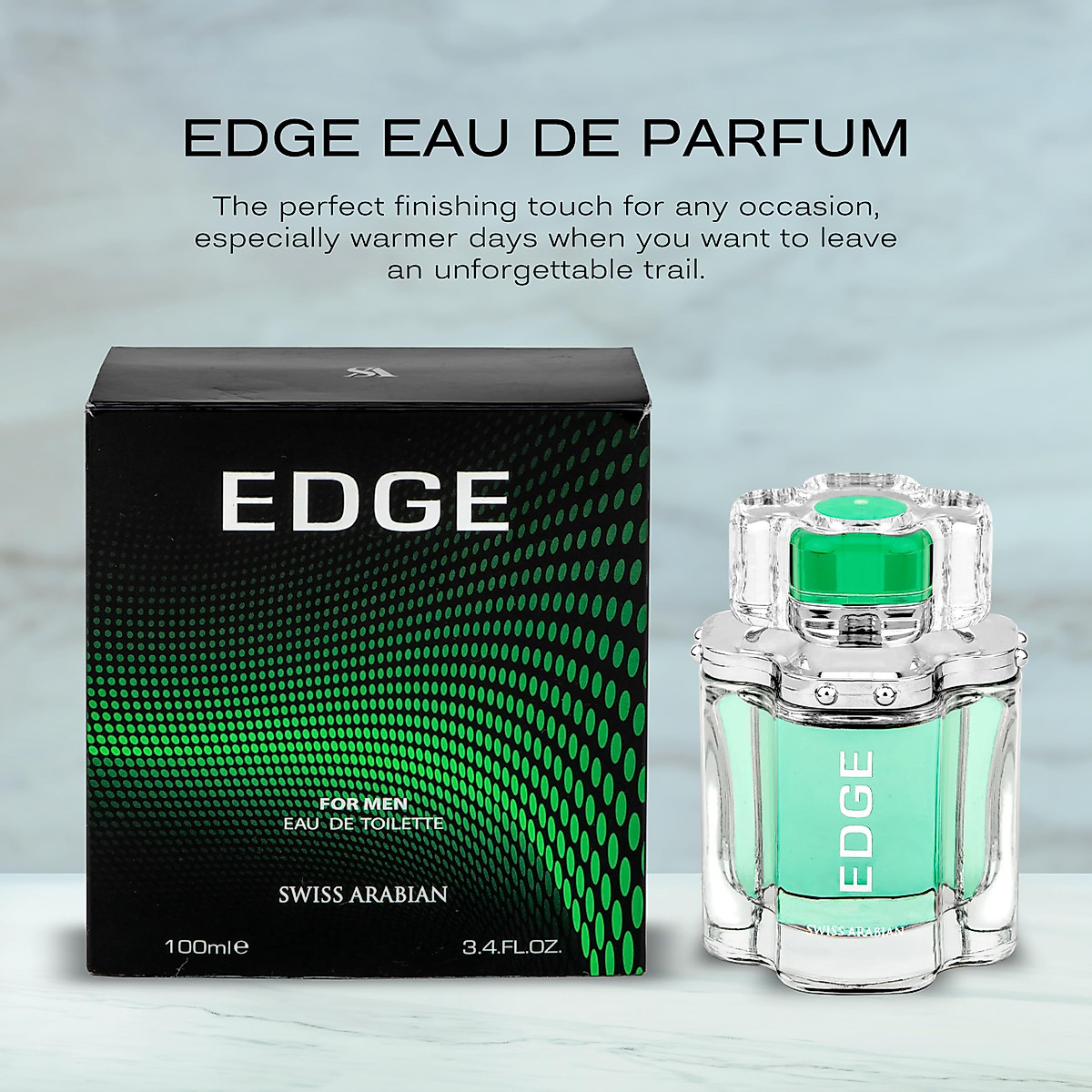Swiss Arabian EDGE Men, Eau de Parfum 100mL | Clean, Citrusy and Shower Fresh | Lemon, Lavender, Mint, Cinnamon, Cardamom, Cedarwood, Patchouli, Sandalwood | by Oud Perfume Artisan Cologne Spray