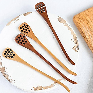 Honey Dippers, Handmade Spoon Stirrer, Long Handle Honey Dipper Mixing Stick, Wooden Honey Dipper, Handmade Honey Drizzler(4PCS/Set)