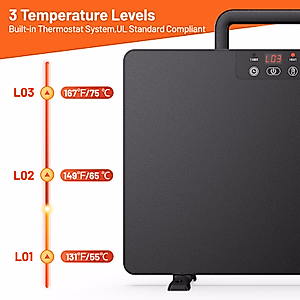 Kesfitt Chicken Coop Heater,Radiant Heat Panel with Handle,5 Timing Setting and 3 Temperature Levels,100/200 Watts Energy Efficient Safer Than Brooder Lamp,3 Installation Style
