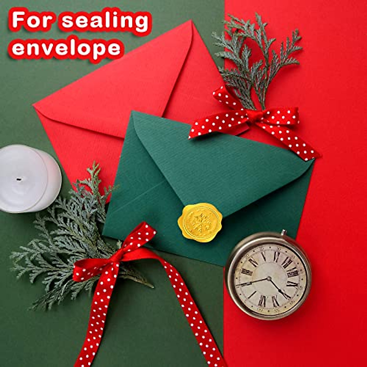 500 Pieces Christmas Envelope Seal Stickers Santa Embossed Wax Label Self Adhesive Seals Snowflake Santa Claus Stickers for Christmas Wedding Card Box Envelope(Gold)