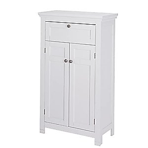 Spirich Freestanding Bathroom Cabinet with Drawer and Adjustable Shelf, Floor Tall Storage Cabinet (White)