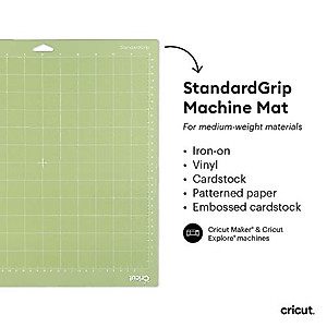 Cricut StandardGrip Machine Mats 12in x 24in, Reusable Cutting Mats for Crafts with Protective Film, Use with Cardstock, Vinyl and More, Compatible with Cricut Explore & Maker, (Green, 3 Count)