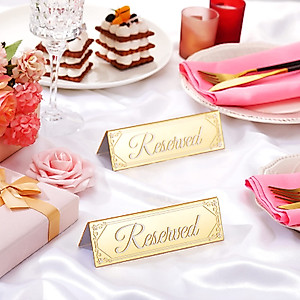 6 Pieces Reserved Table Sign Wedding Reserved Signs for Tables Gold Acrylic Reserved Table Tent Signs Guest Reservation Table Seat Sign for Restaurant Seating Wedding Office Meeting Party